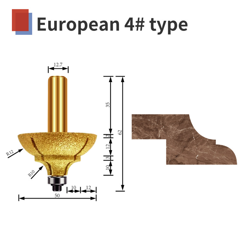 Chamfer router bit diamond European 5 types marble stone granite CNC ...