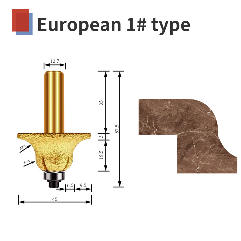 Chamfer router bit diamond European 5 types marble stone granite CNC ...