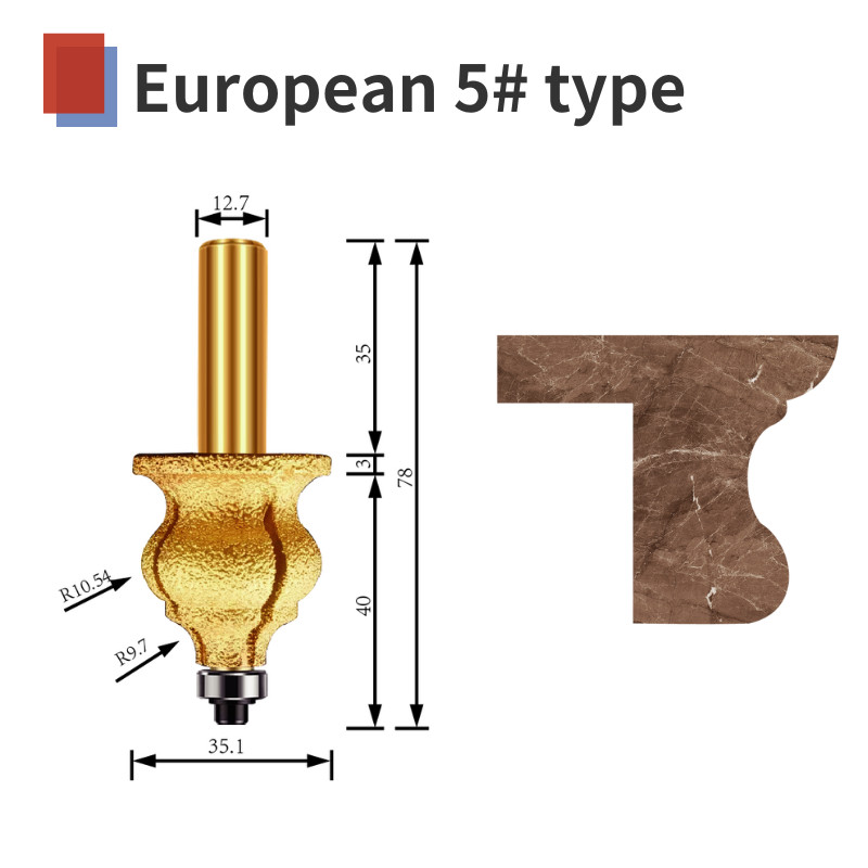Chamfer router bit diamond European 5 types marble stone granite CNC ...